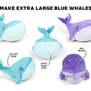 Whales & Dolphins Plush Animal Sewing Pattern .pdf Tutorial Blue Whale ...
