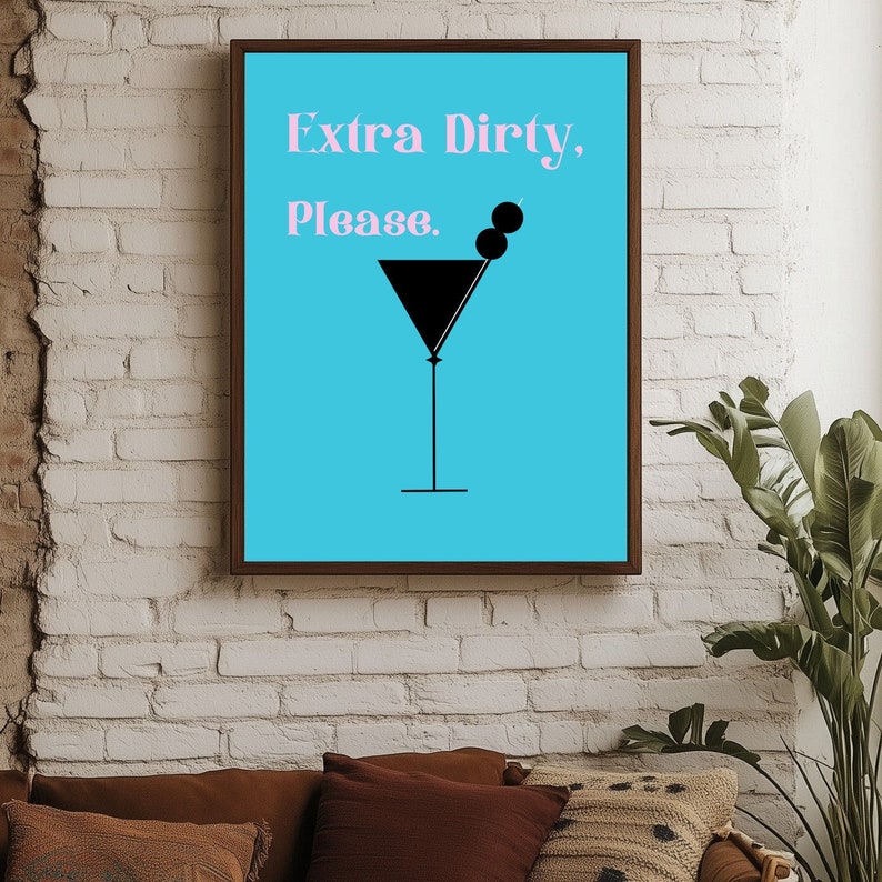 Dirty Martini Print: Cocktail Poster, Clean Girl Aesthetic, Bar Cart ...