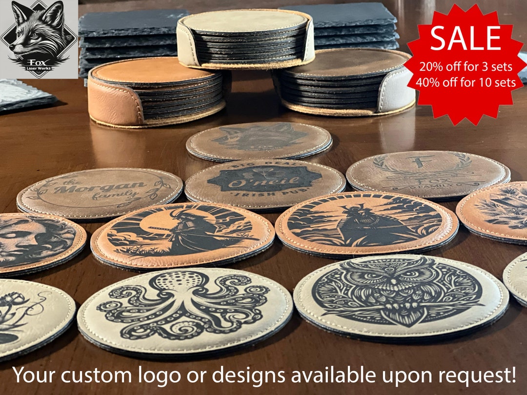 Custom Leather Coasters Set – Personalized Laser Engraved Drink ...