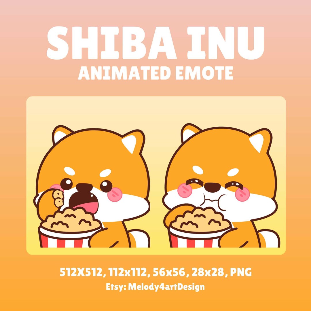 Shiba Inu Popcorn Animated Emote | Dog Reaction GIF for Twitch ...