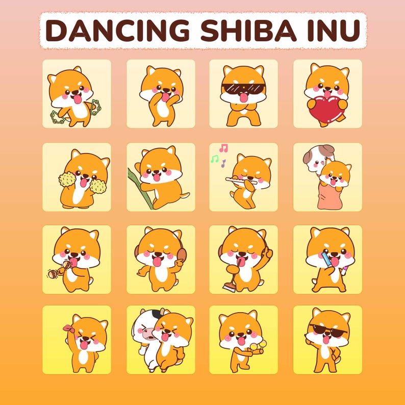 16 Animated Dancing Shiba Inu Emotes Pack – Twitch & Discord Ready ...