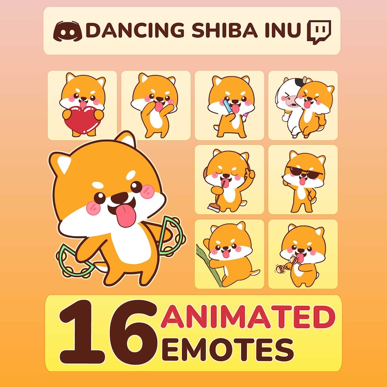 16 Animated Dancing Shiba Inu Emotes Pack – Twitch & Discord Ready ...