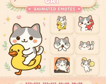 Cat Emote Pack - 6 Animated Emotes + PNG Stills for Twitch and Discord ...