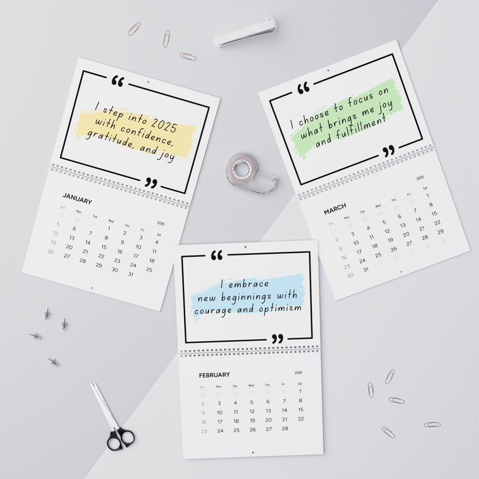 2025 Wall Calendar, 12 Month of Positive Living Calendar, Uplifting and ...