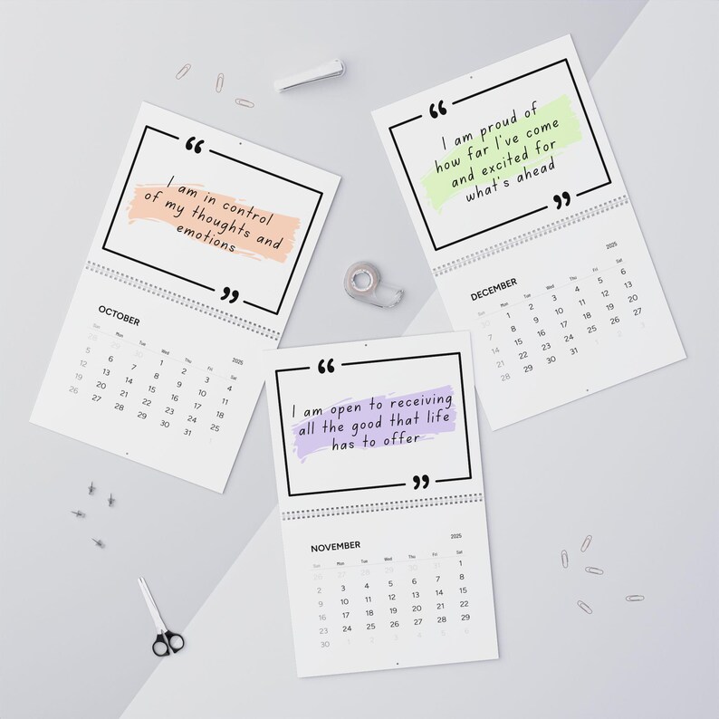 2025 Wall Calendar, 12 Month of Positive Living Calendar, Uplifting and ...