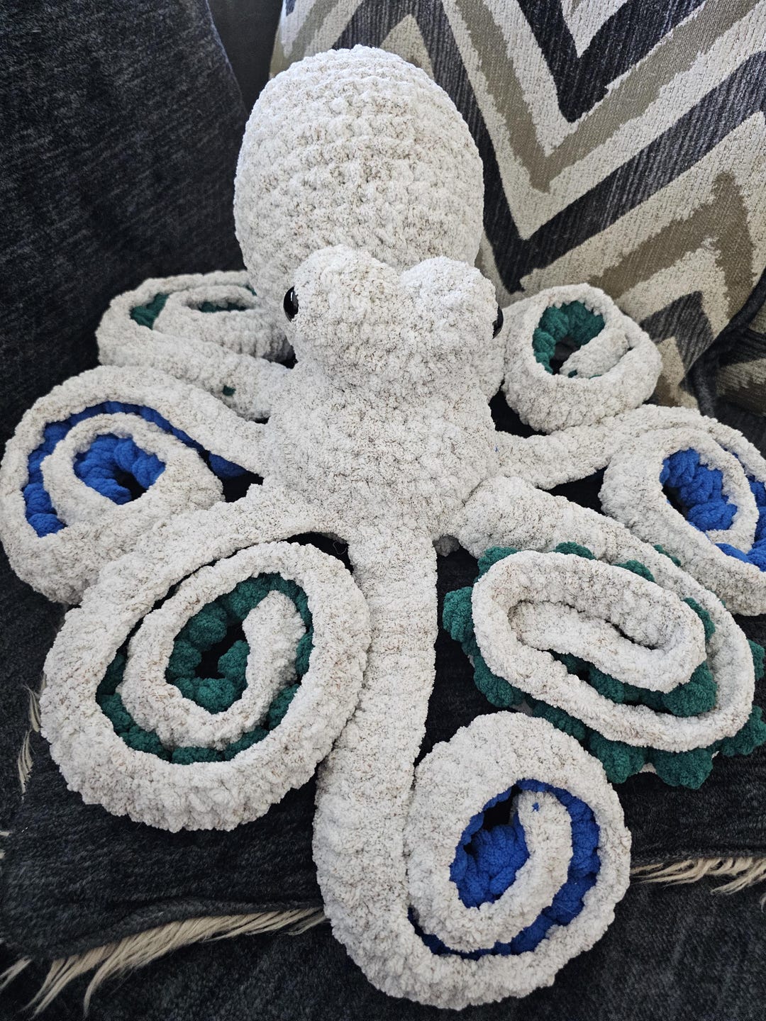 Crochet Giant Octopus Plush: Handmade Stuffed Animal, Ocean Nursery ...