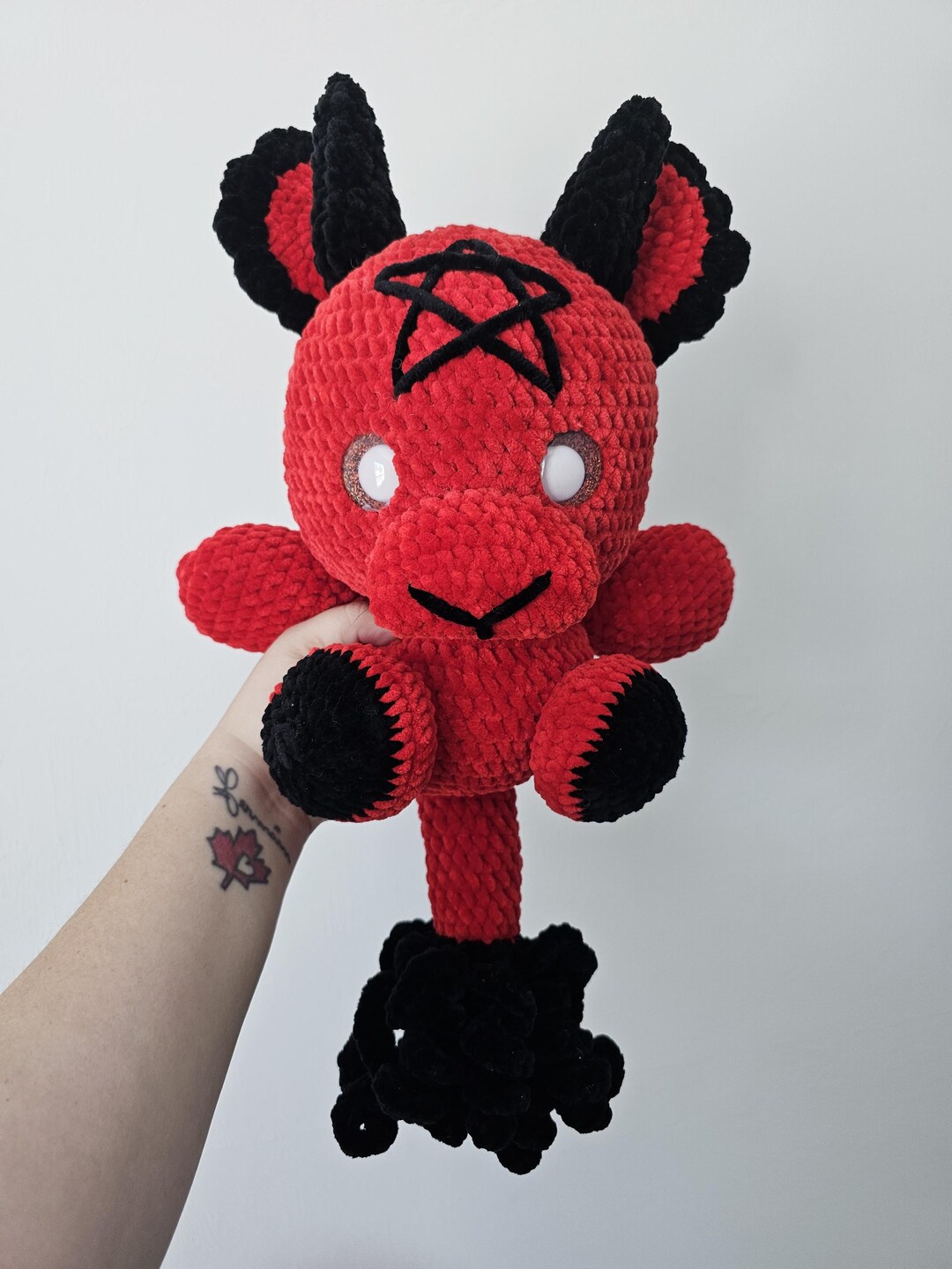 Jumbo Baphomet Plushie - Soft Chenille Yarn, Occult Decor, Cuddle Buddy ...