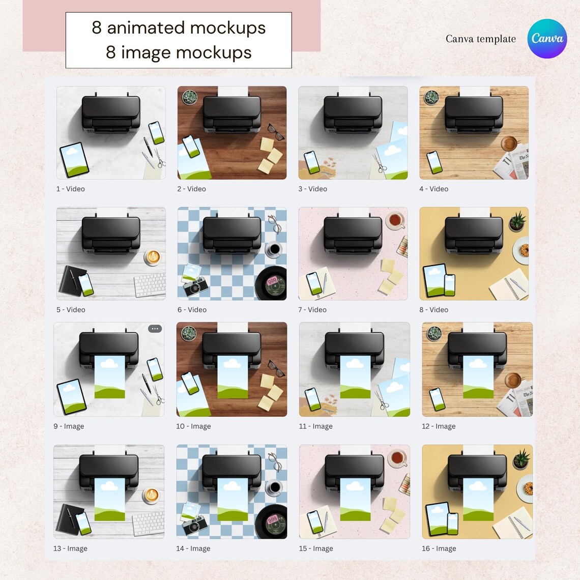 Animated Printer Mockup: Canva Letter Printable Designs (digital ...