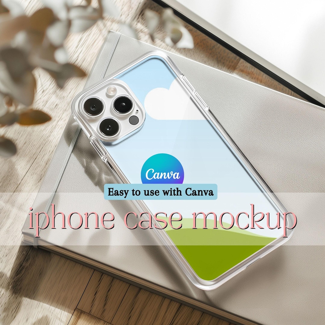 Transparent iPhone Case Mockup Canva Template Neutral Boho Aesthetic ...