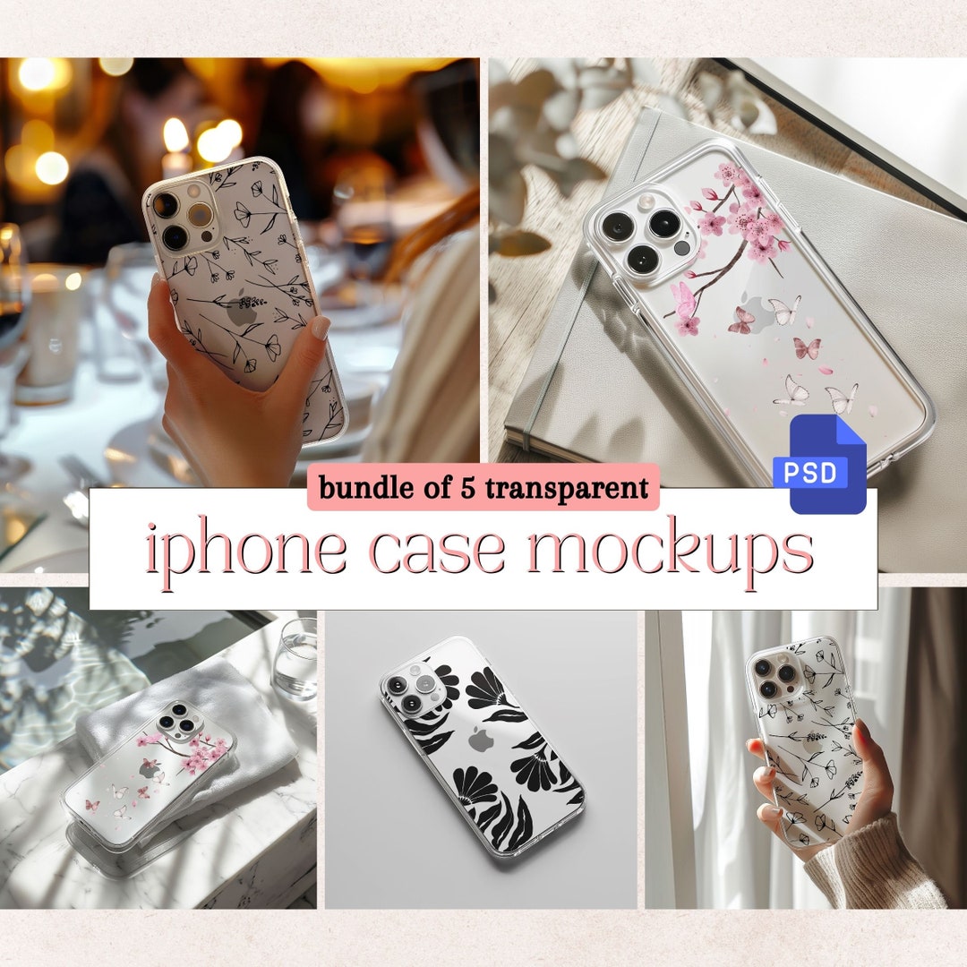 Transparent iPhone Case Mockup PSD Template Smart Object Clear iPhone ...