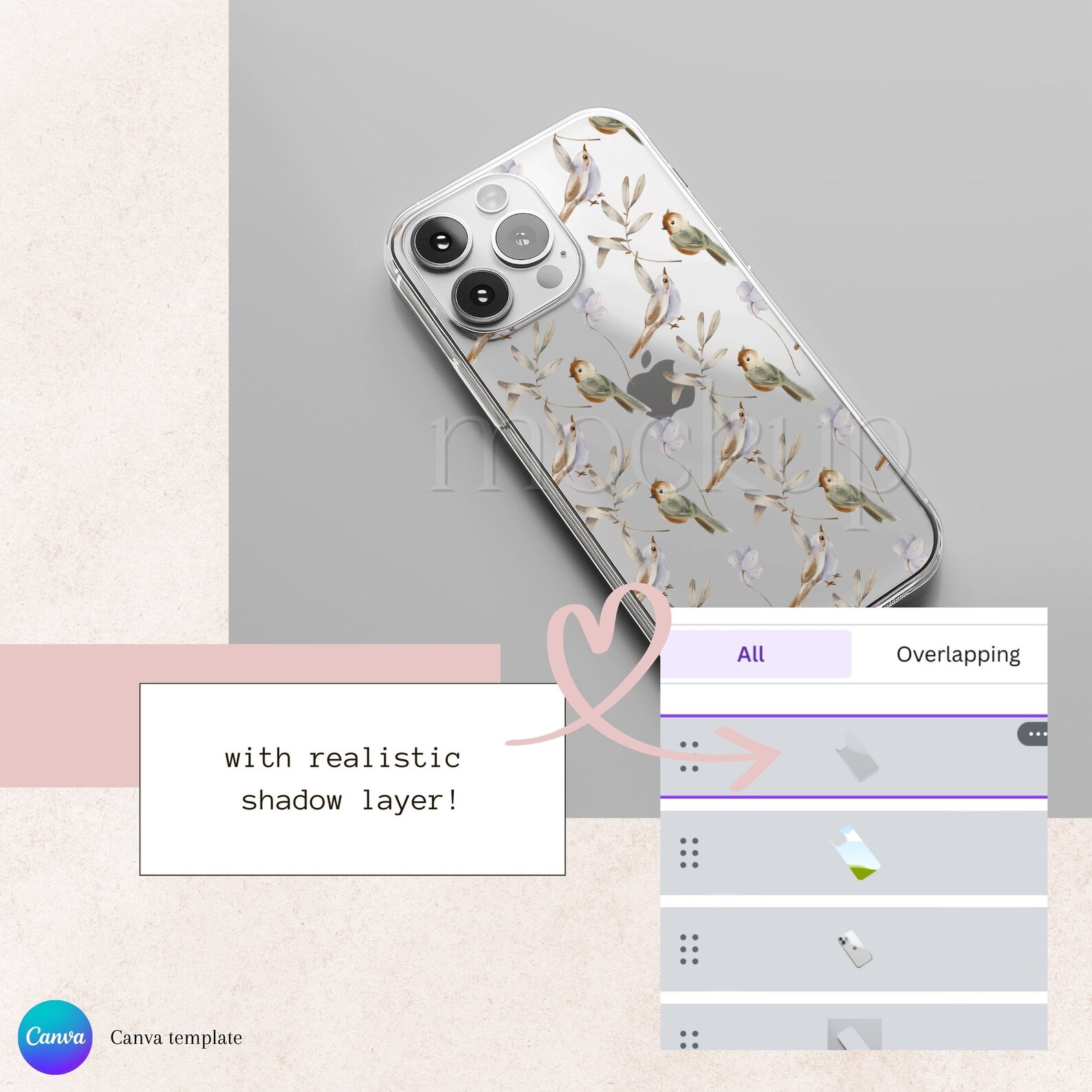 Transparent iPhone Case Mockup: Canva Template (digital Download) - Etsy