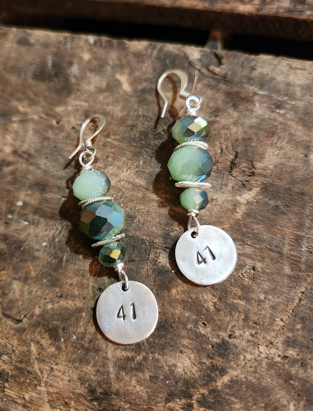 Number 41 DMB Inspired Glass Bead and Fine Silver Earrings - Etsy