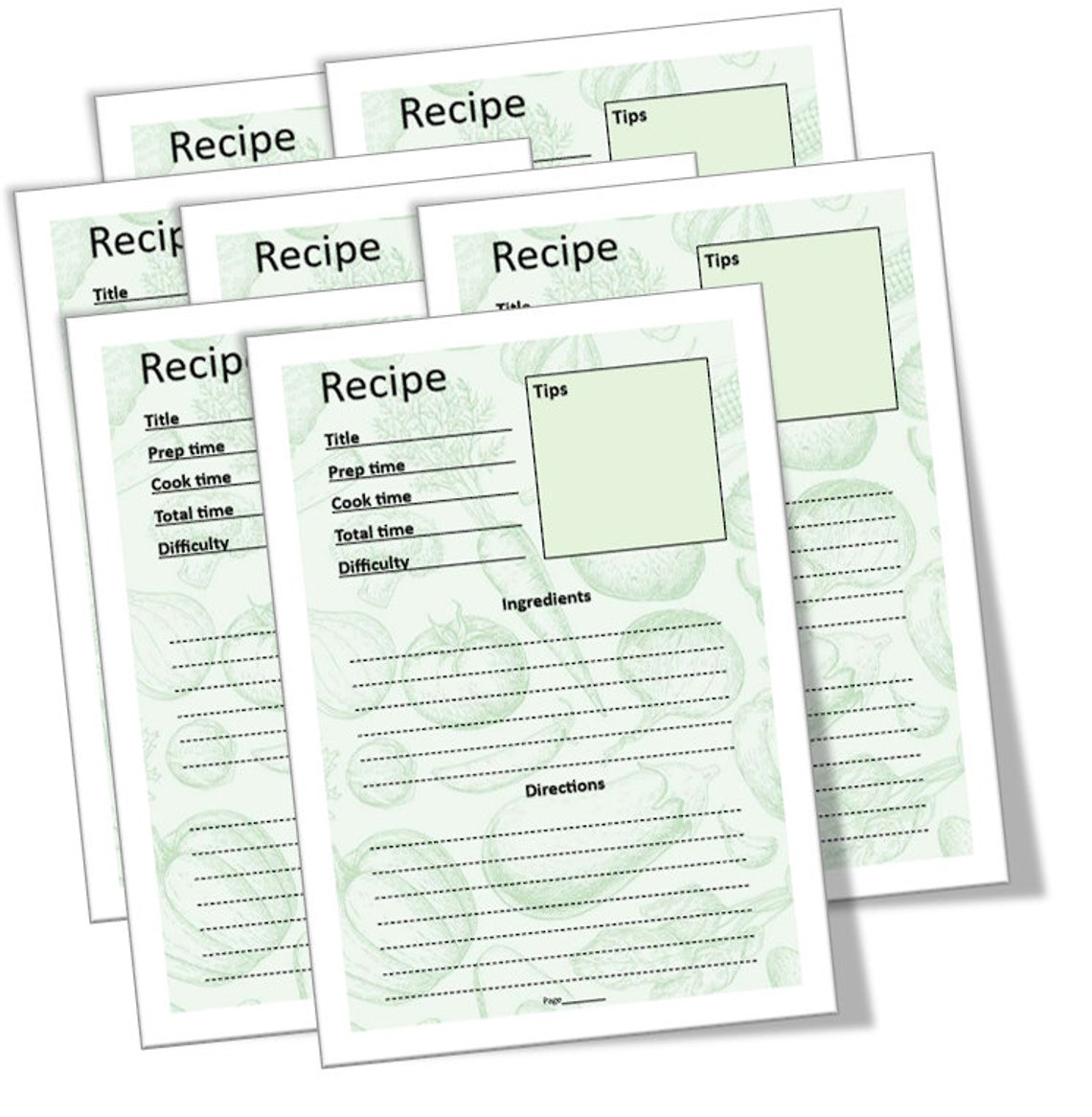 Printable Recipe Cards Printable Pages Food Cards Kitchen - Etsy
