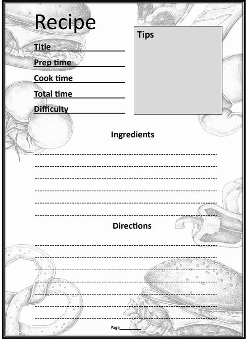 Printable Recipe Cards | Kitchen Help | Printables | Recipe - Etsy