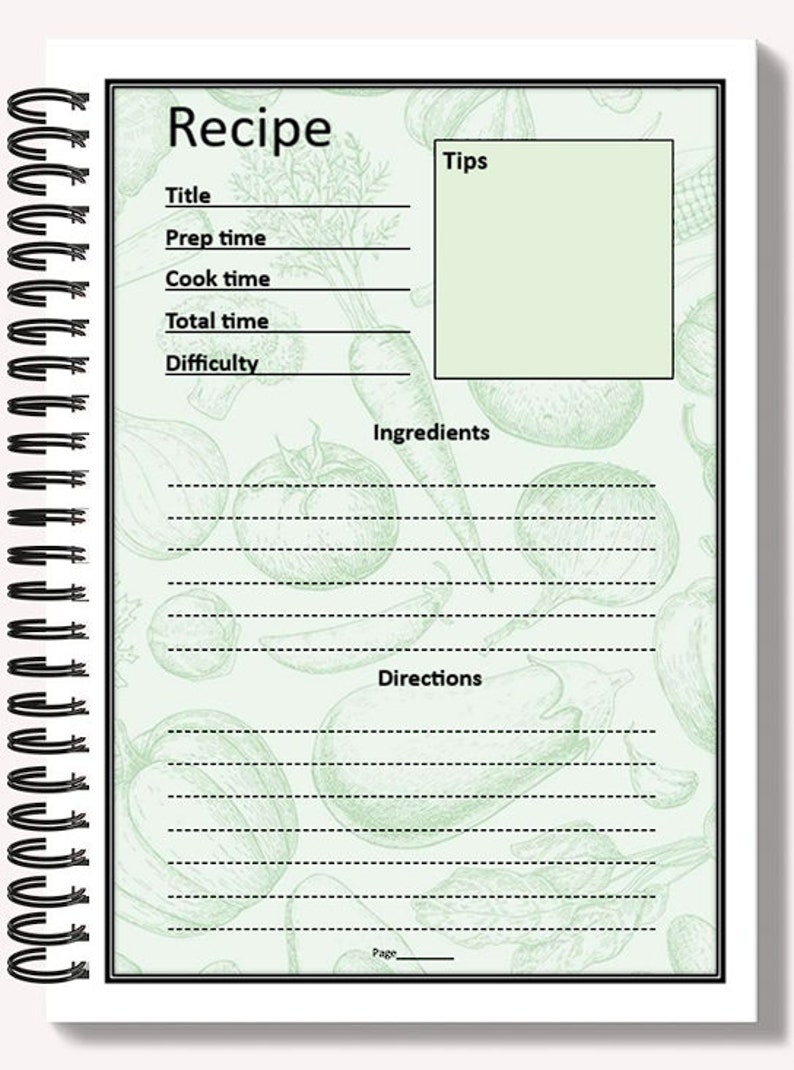 Printable Recipe Cards | Printable Pages | Food Cards | Kitchen - Etsy