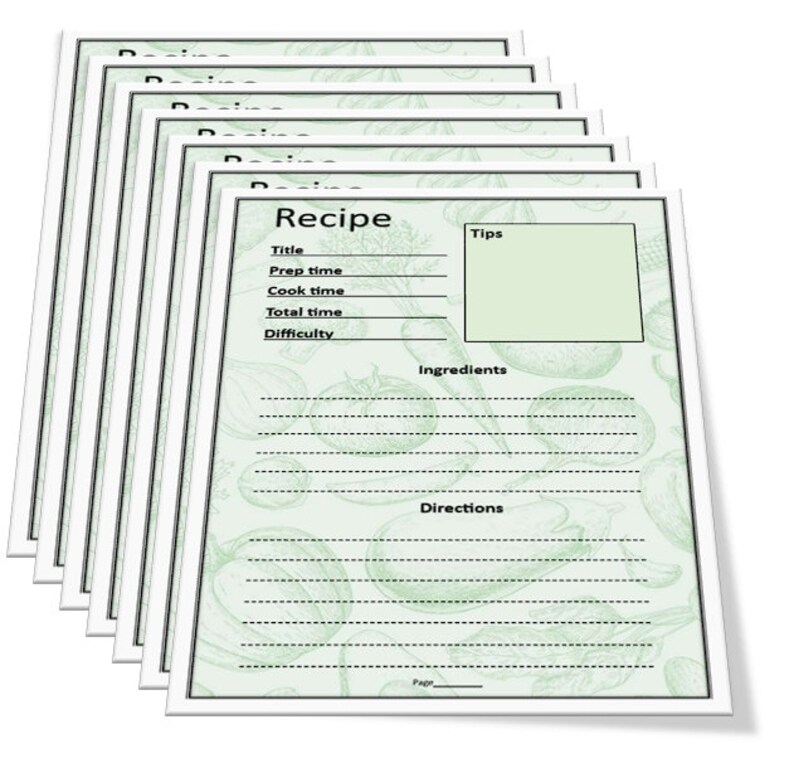 Printable Recipe Cards Printable Pages Food Cards Kitchen - Etsy