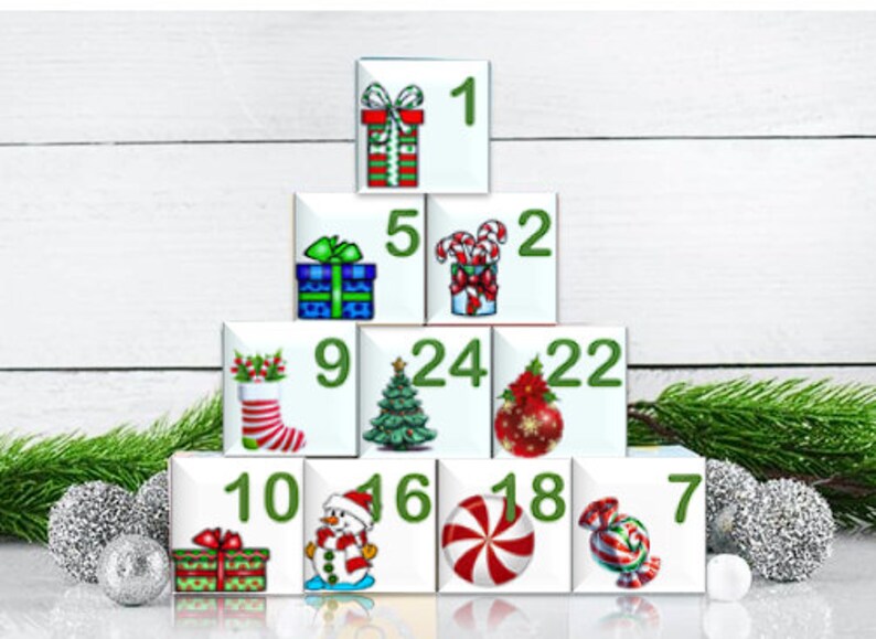 Printable Christmas Calendar | PDF File | 1-24 Box Designs | Christmas ...