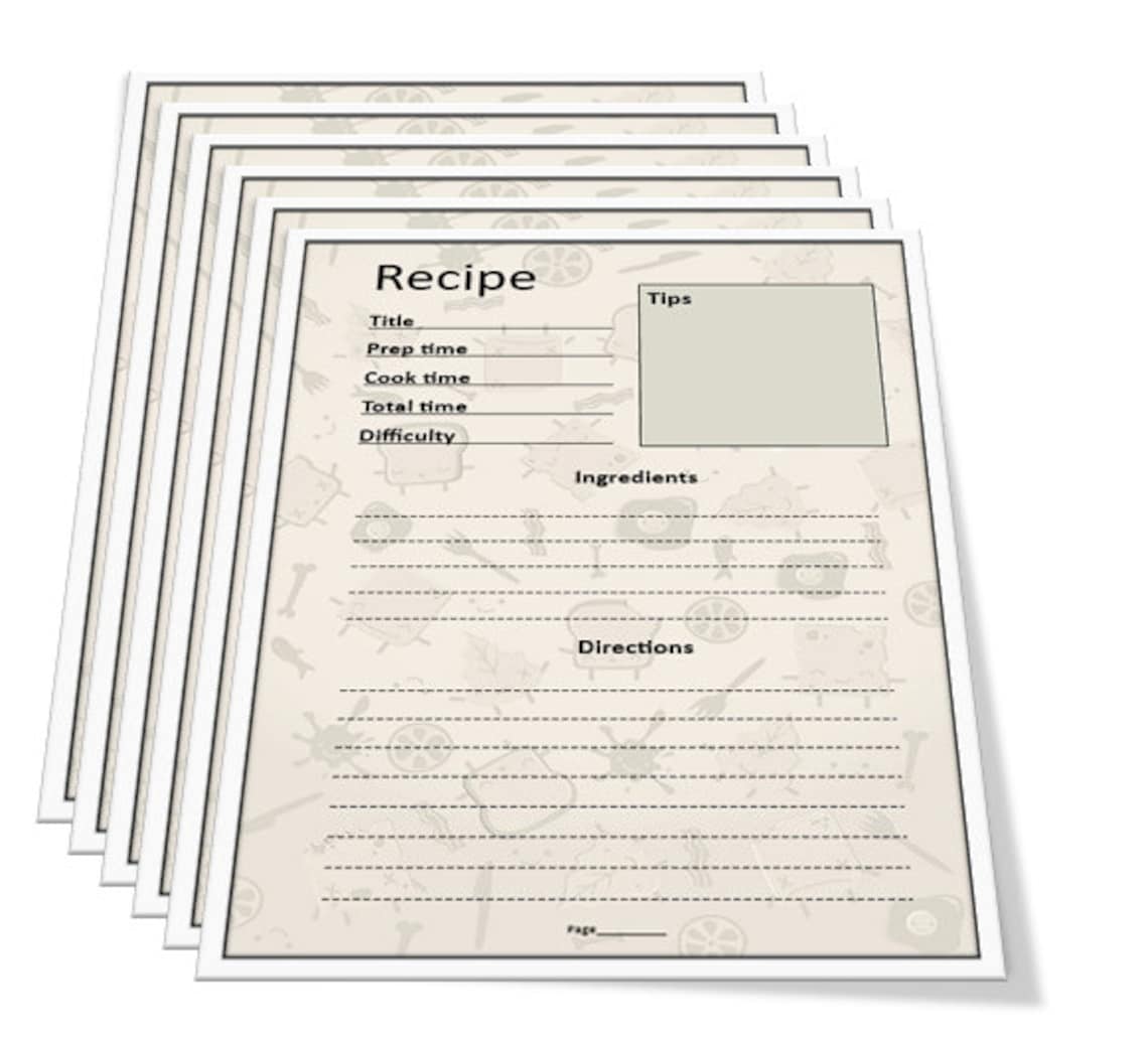 Printable Recipe Card| Kithen | Food Cards | Printable | for Home | - Etsy