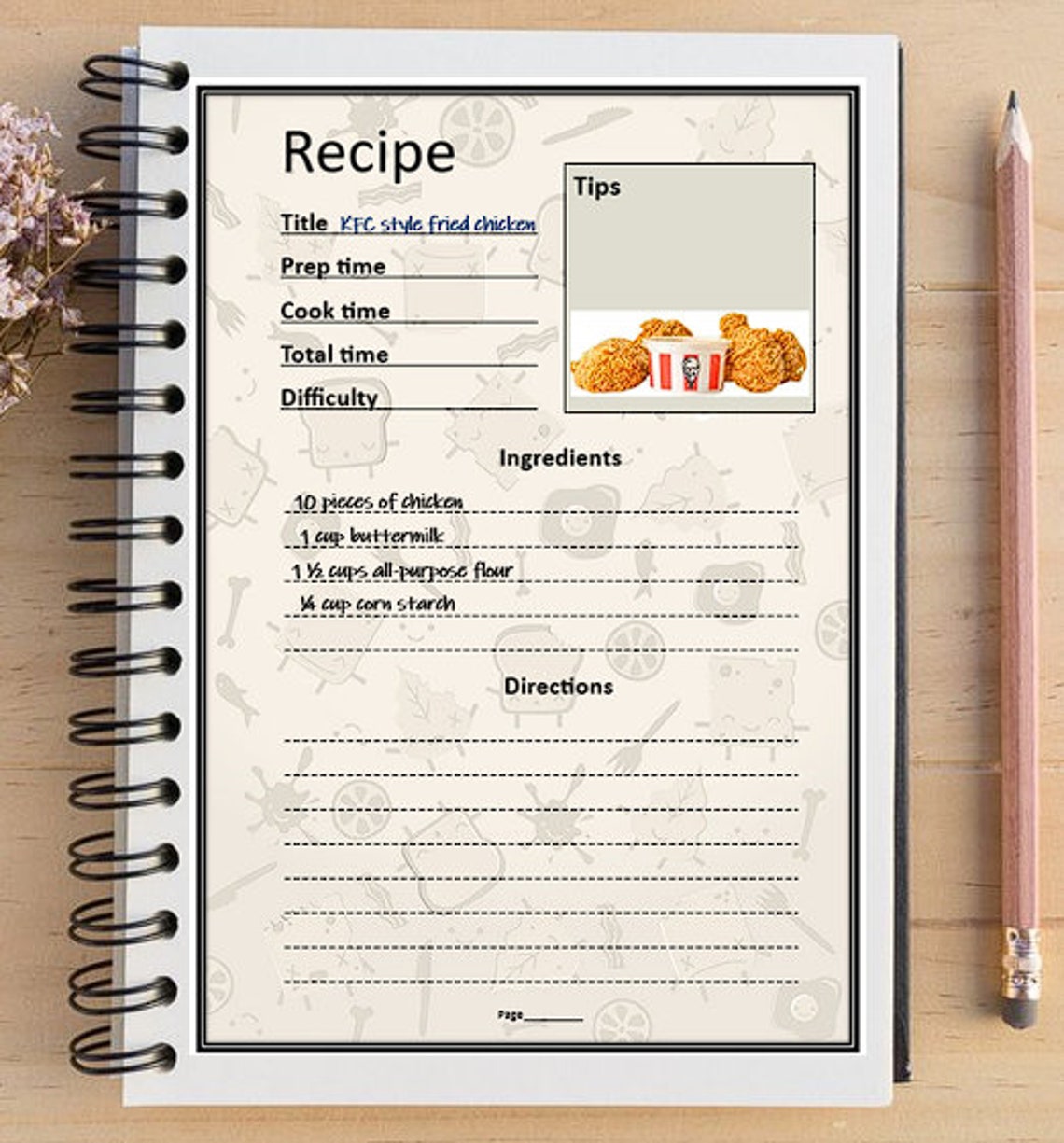 Printable Recipe Card| Kithen | Food Cards | Printable | for Home | - Etsy