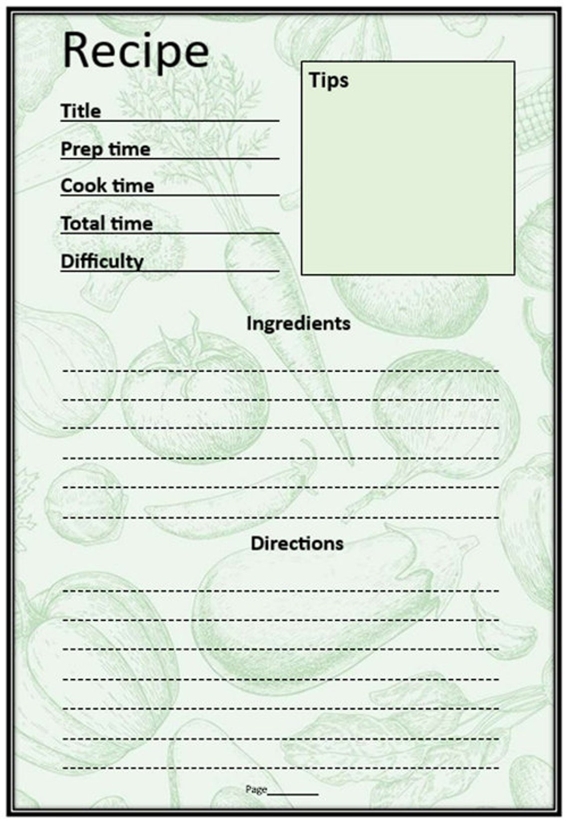Printable Recipe Cards Printable Pages Food Cards Kitchen - Etsy