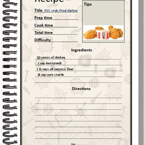 Printable Recipe Card| Kithen | Food Cards | Printable | for Home | - Etsy