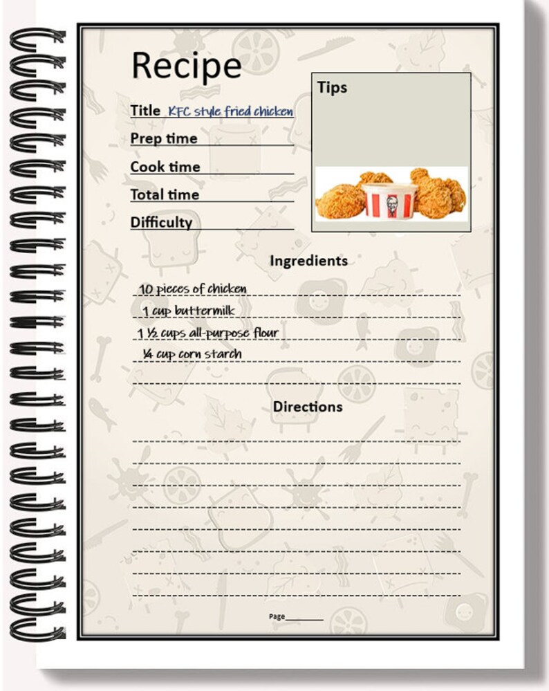 Printable Recipe Card| Kithen | Food Cards | Printable | for Home | - Etsy
