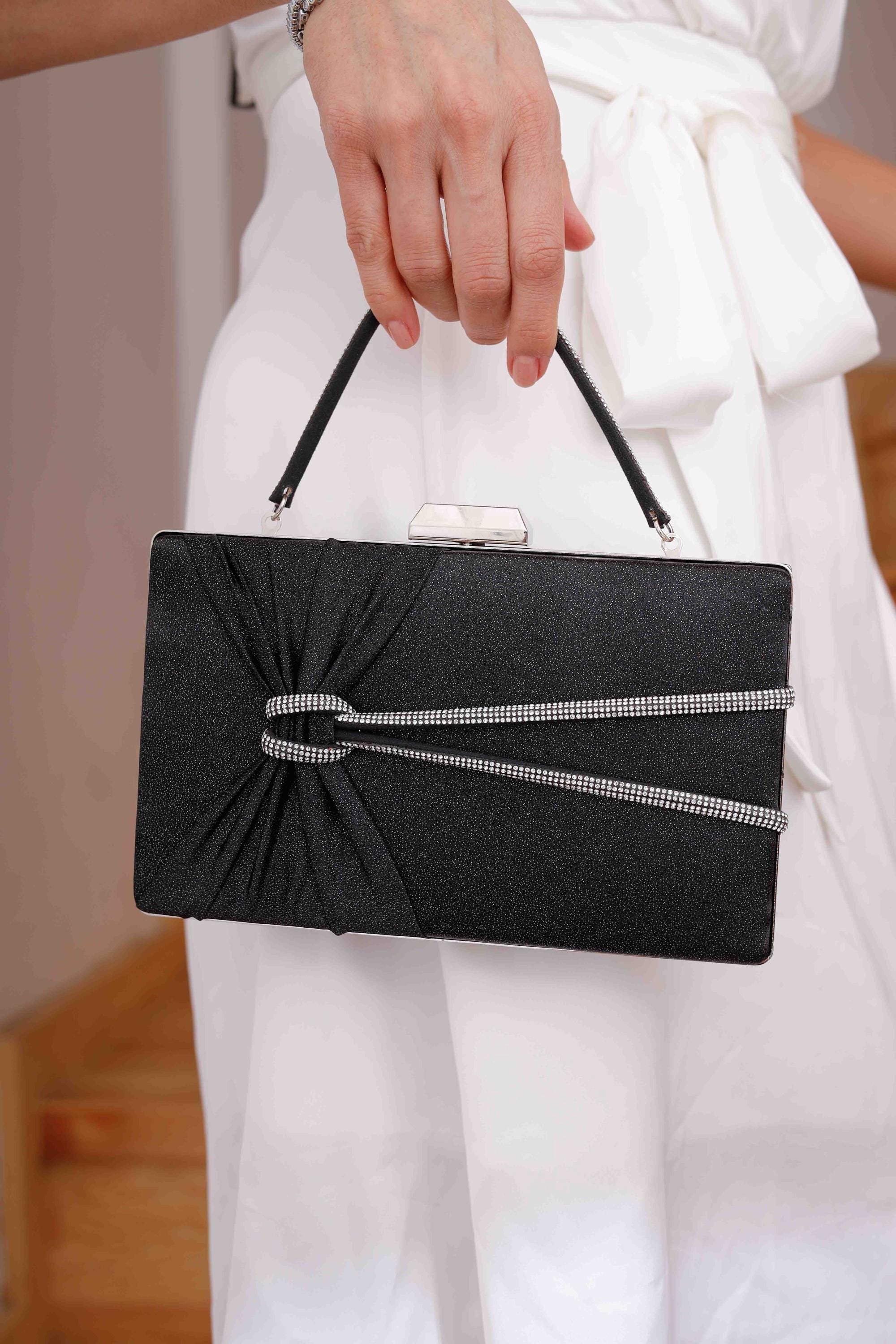 Crystal Rhinestone Evening Clutch Bag | Black Formal Handbag ...