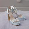 Elegant Light Blue Satin Platform Heels | Baby Blue Open-toe Wedding ...