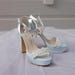 Elegant Light Blue Satin Platform Heels | Baby Blue Open-toe Wedding ...