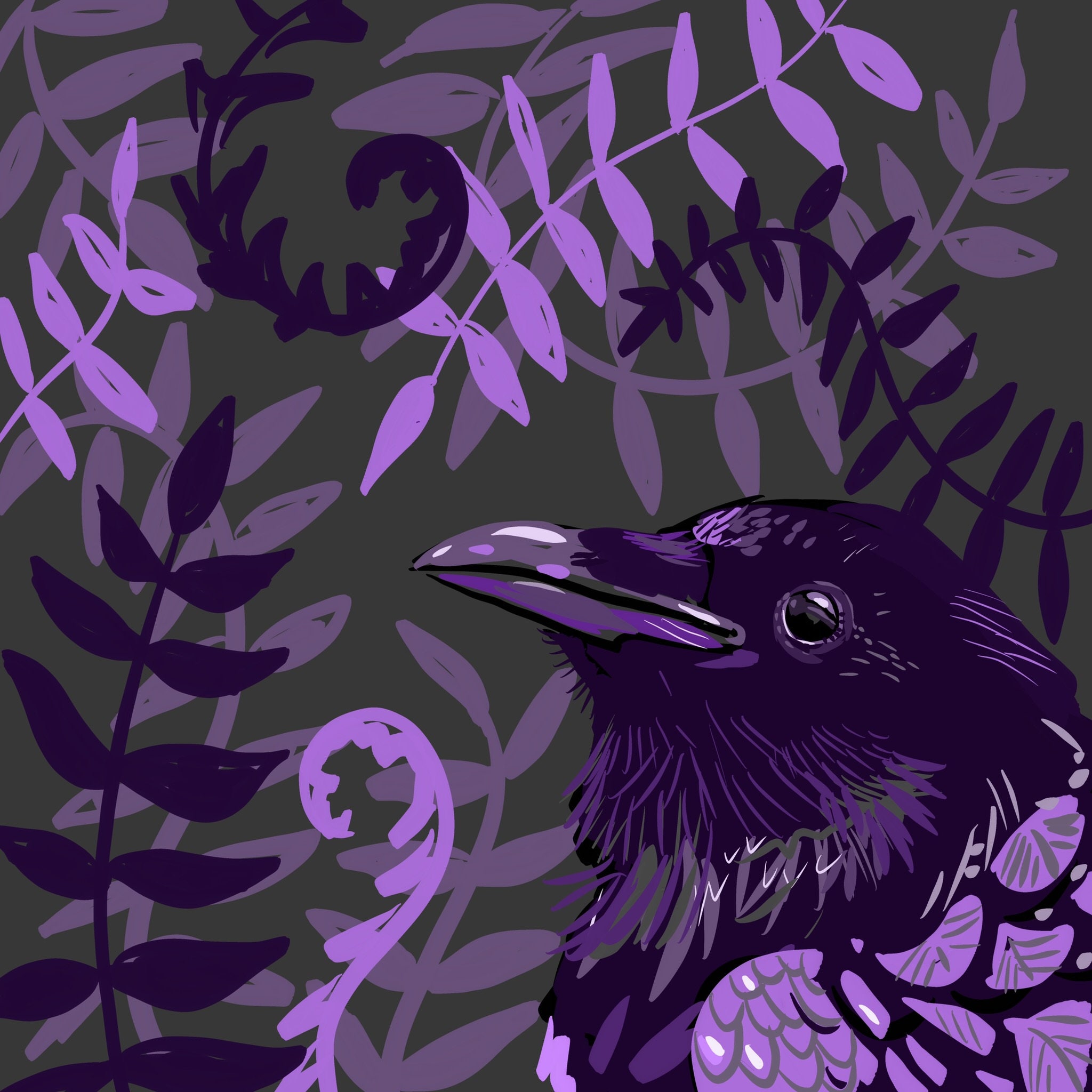 Purple Crow, Print, 8"x8" - Etsy