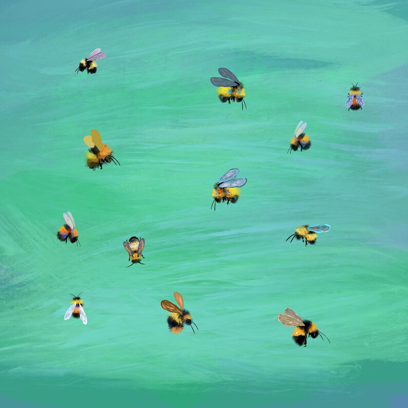 Minimalist Bee Swarm, Art Print, 8"x8" - Etsy