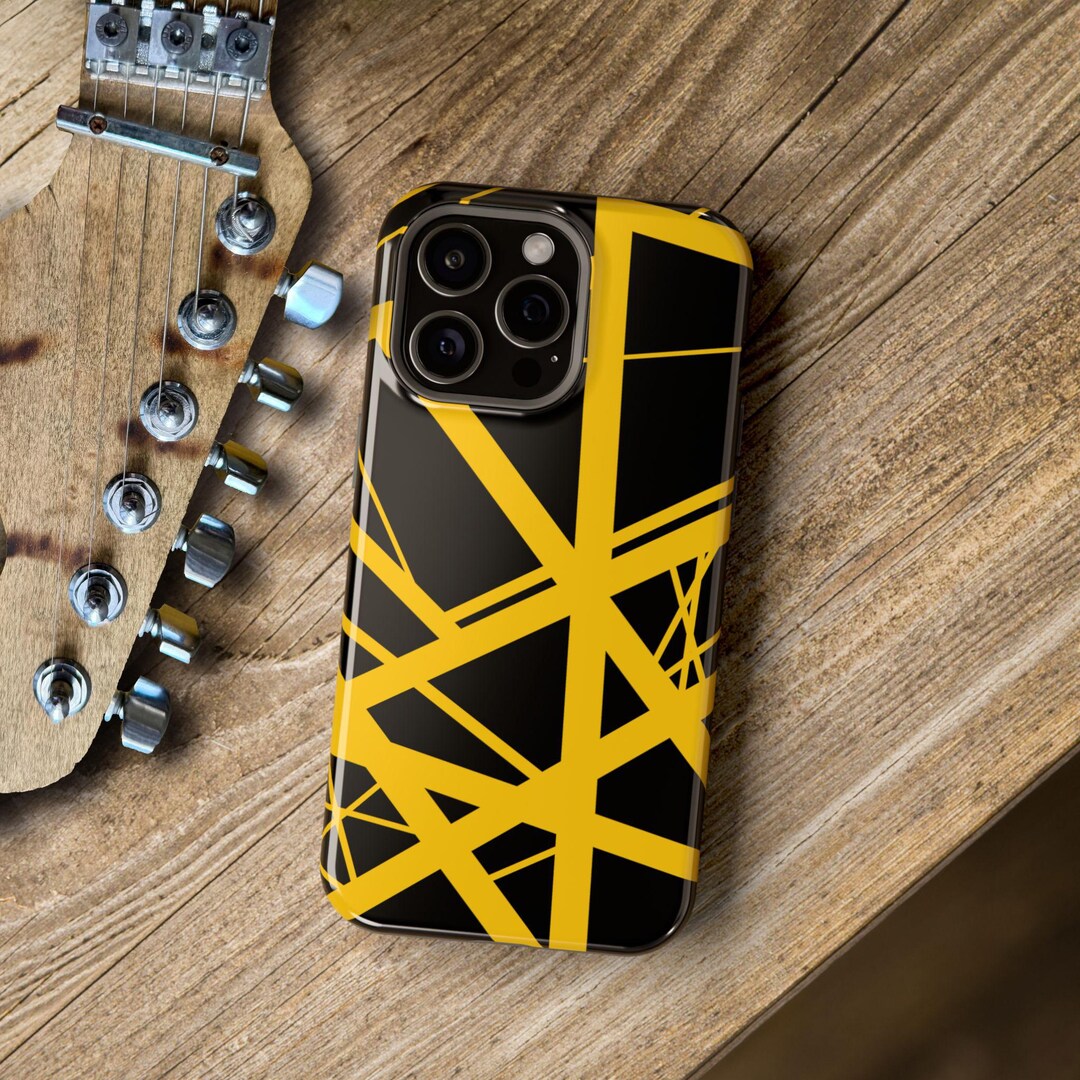 Eddie Van Halen Striped Phone Case Guitar Lovers Black With Yellow ...