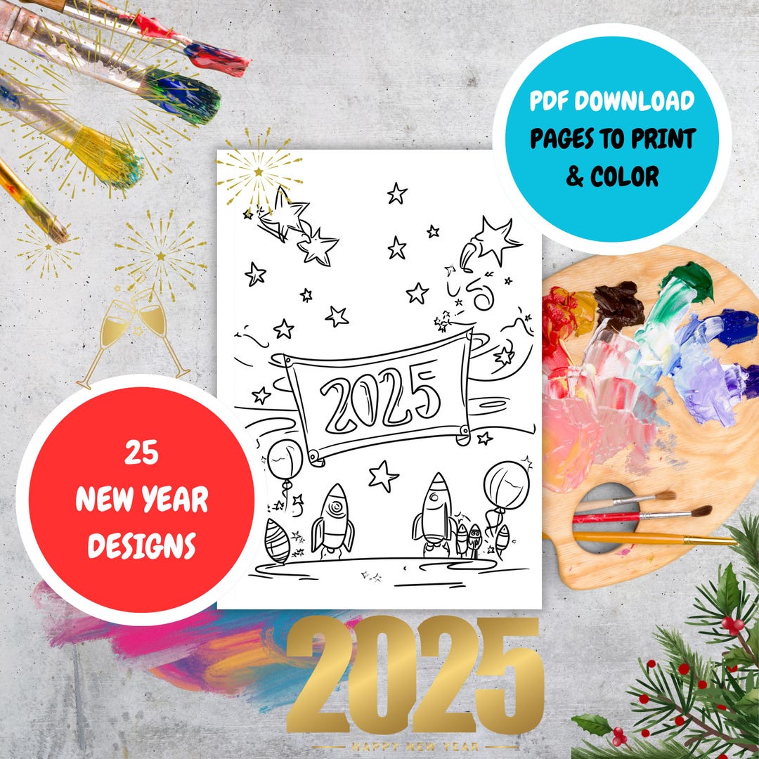 Páginas para colorear de Nochevieja para niños: paquete de actividades ...