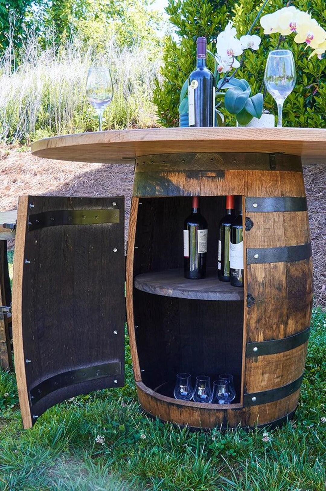 Whiskey Barrel Table Set With Stools outdoor Barrel Table With Stools ...