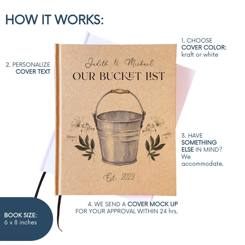 Custom Bucket List Book • Hand-bound Anniversary Journal • Valentine's ...