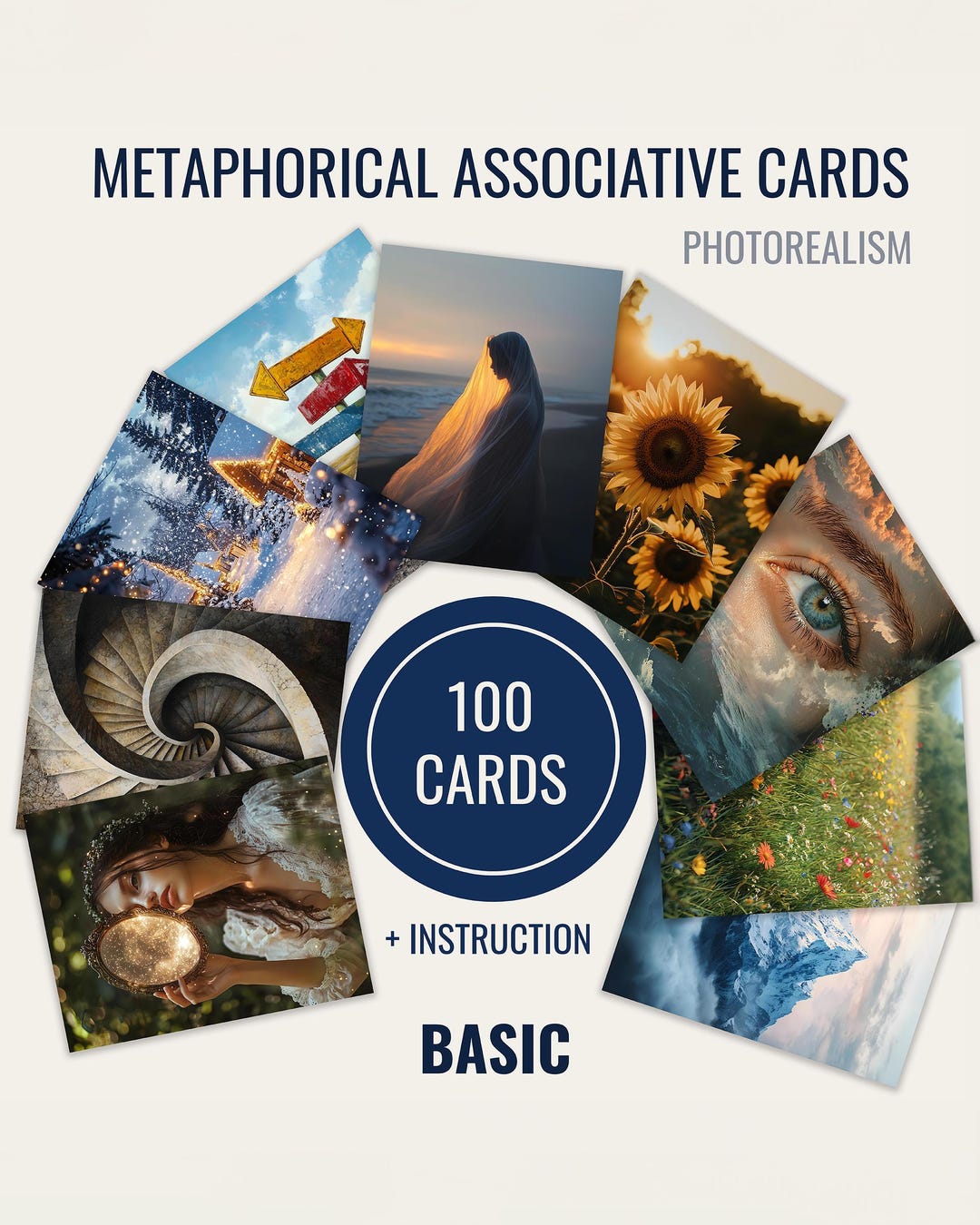 100 Photorealism Metaphor Cards, Therapy Coaching Self-reflection ...