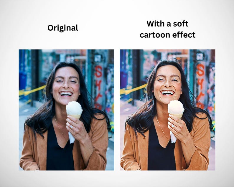 Personalized Soft Cartoon Effect Portrait on Wood, Custom Photo on Wood ...