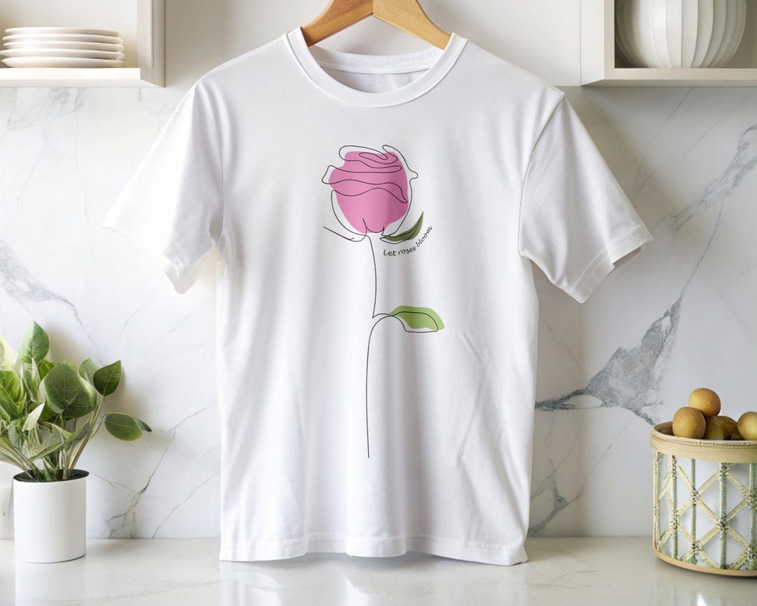Custom Line Art Tshirt, Line Art Rose Shirt, Botanical Line Art Tee ...