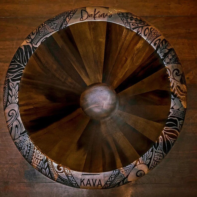 Custom Tanoa Kava Bowl - Any Design on the Rim (patterns, Text, Logos ...