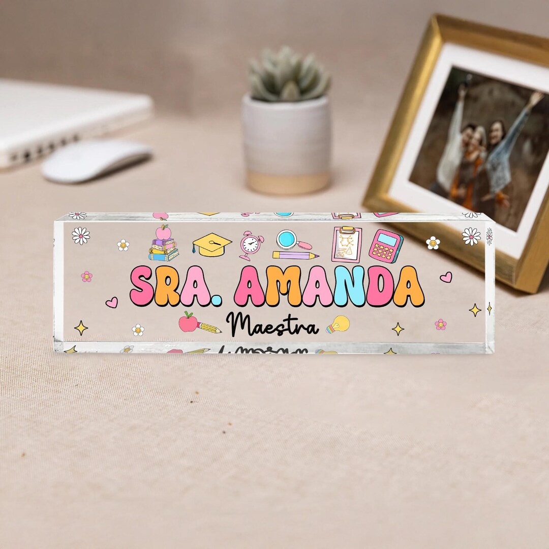 Custom Maestra Spanish Teacher Desk Name Sign, Personalized Spanish ...
