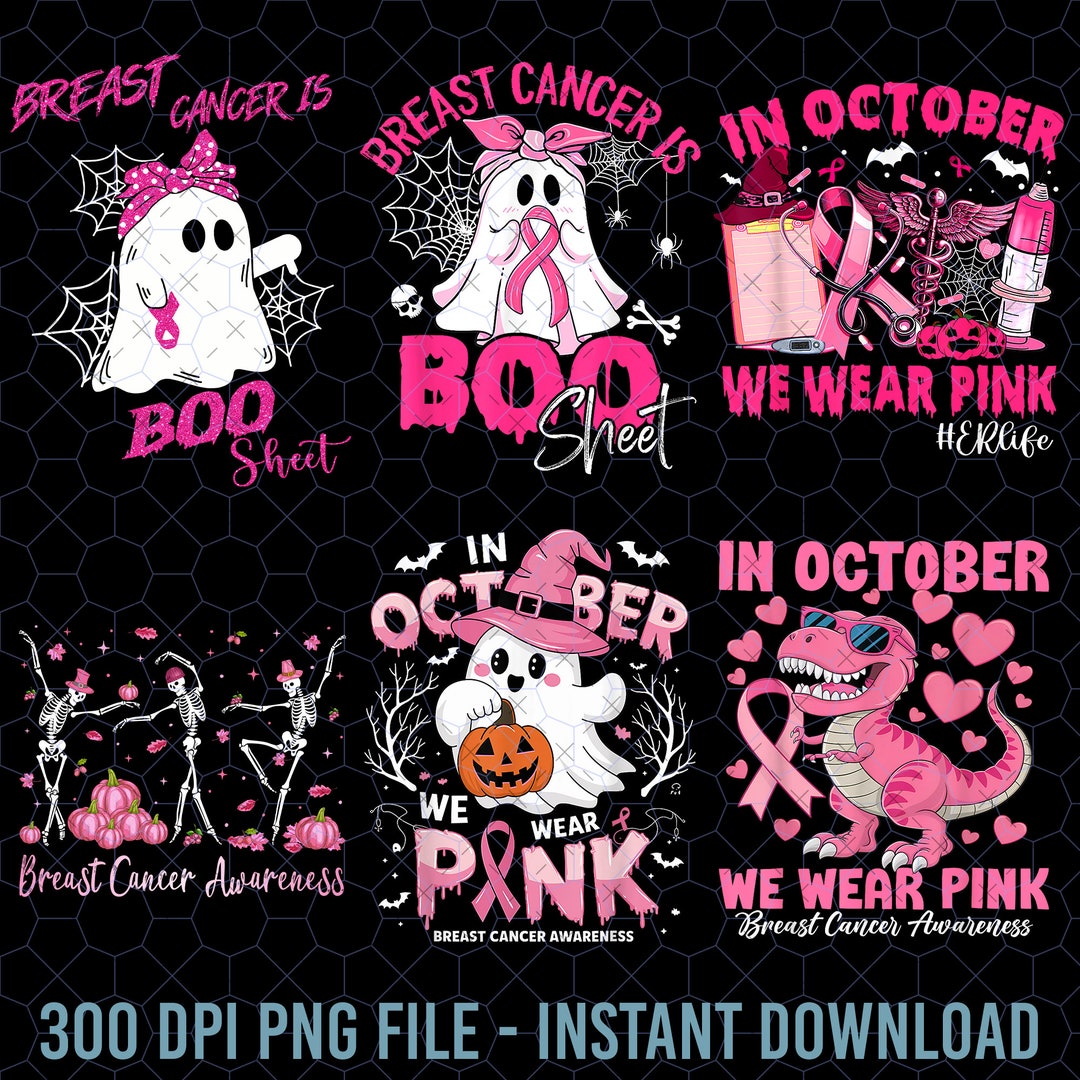 Ghost Ribbon Breast Cancer Awareness Png Bundle, in October We Wear ...