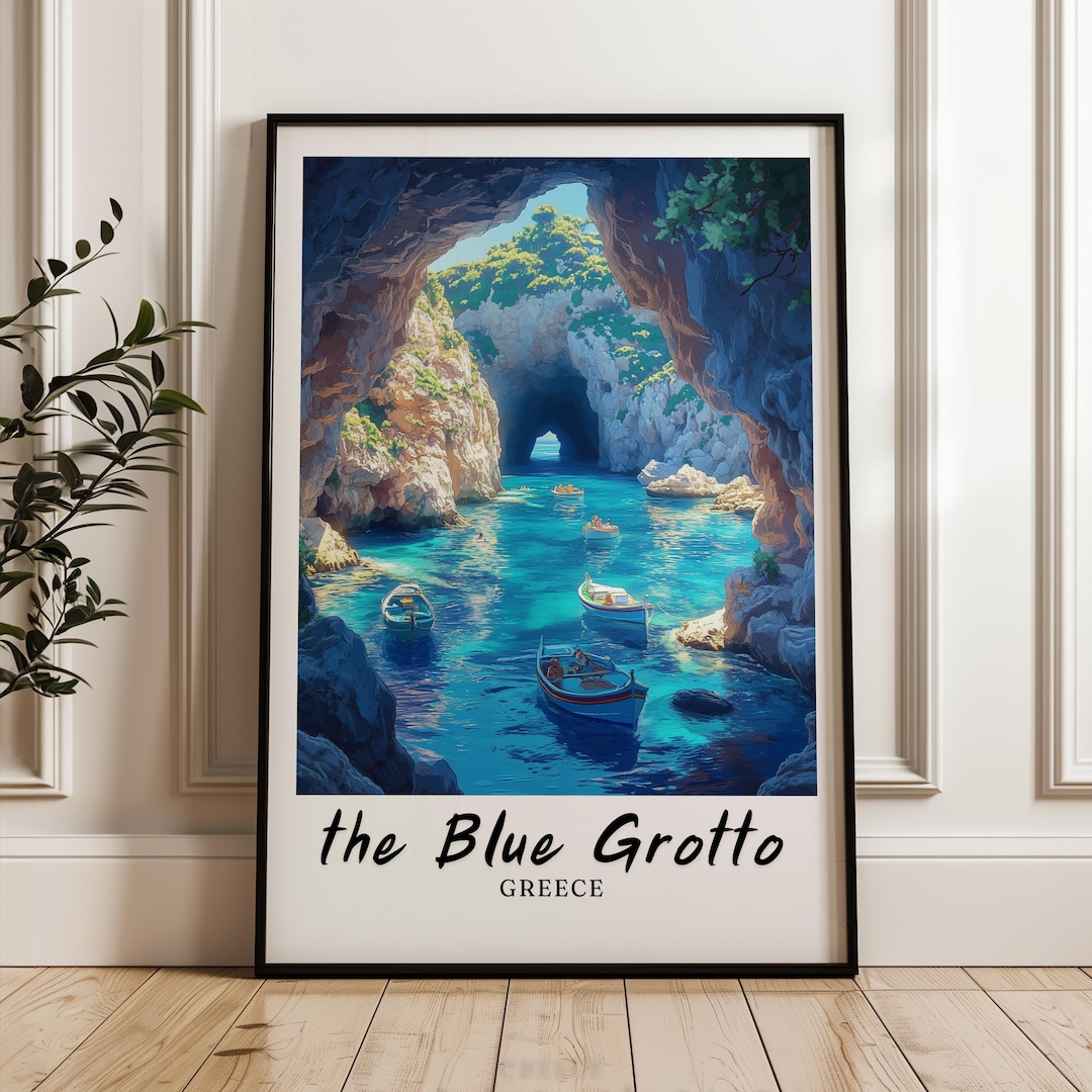 The Blue Grotto Greece Wall Art,prints,travel Poster,digital Print,wall ...