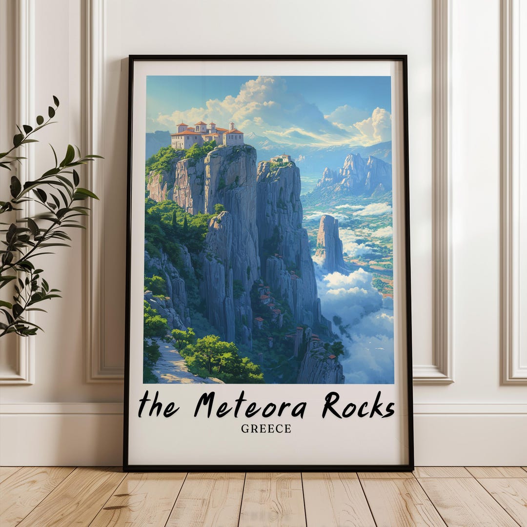 The Meteora Rocks Greece Wall Art,prints,travel Poster,digital Print ...