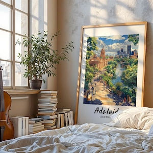 Adelaide Australia Travel Poster: City Skyline Art Print (digital Print ...