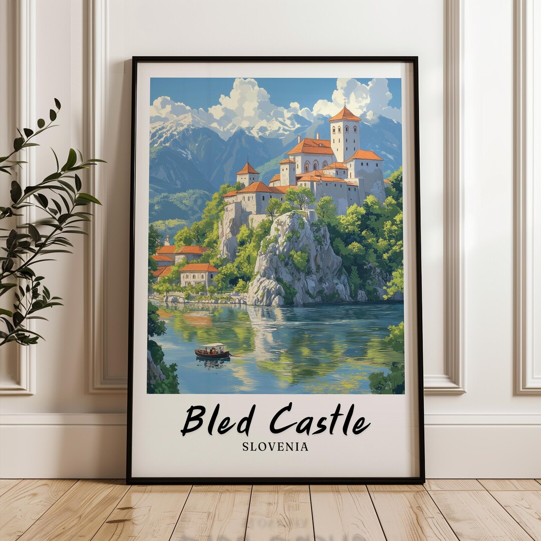 Bled Castle Travel Print,bled Castle Illustration,slovenia Poster ...