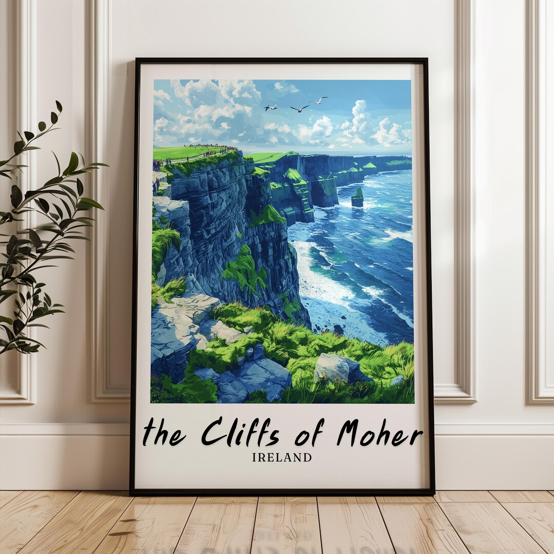 The Cliffs of Moher Travel Print,the Cliffs of Moher Illustration ...