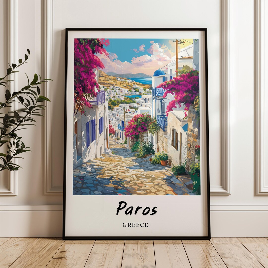 Paros Greece Travel Poster,birthday Present Wedding Anniversary Gift ...