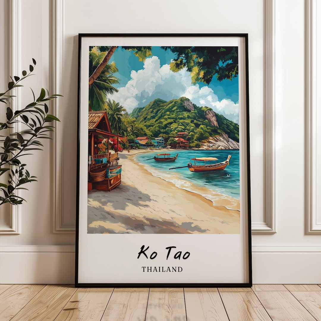 Ko Tao Thailand Travel Poster: Beach Scene Art Print (digital Download ...