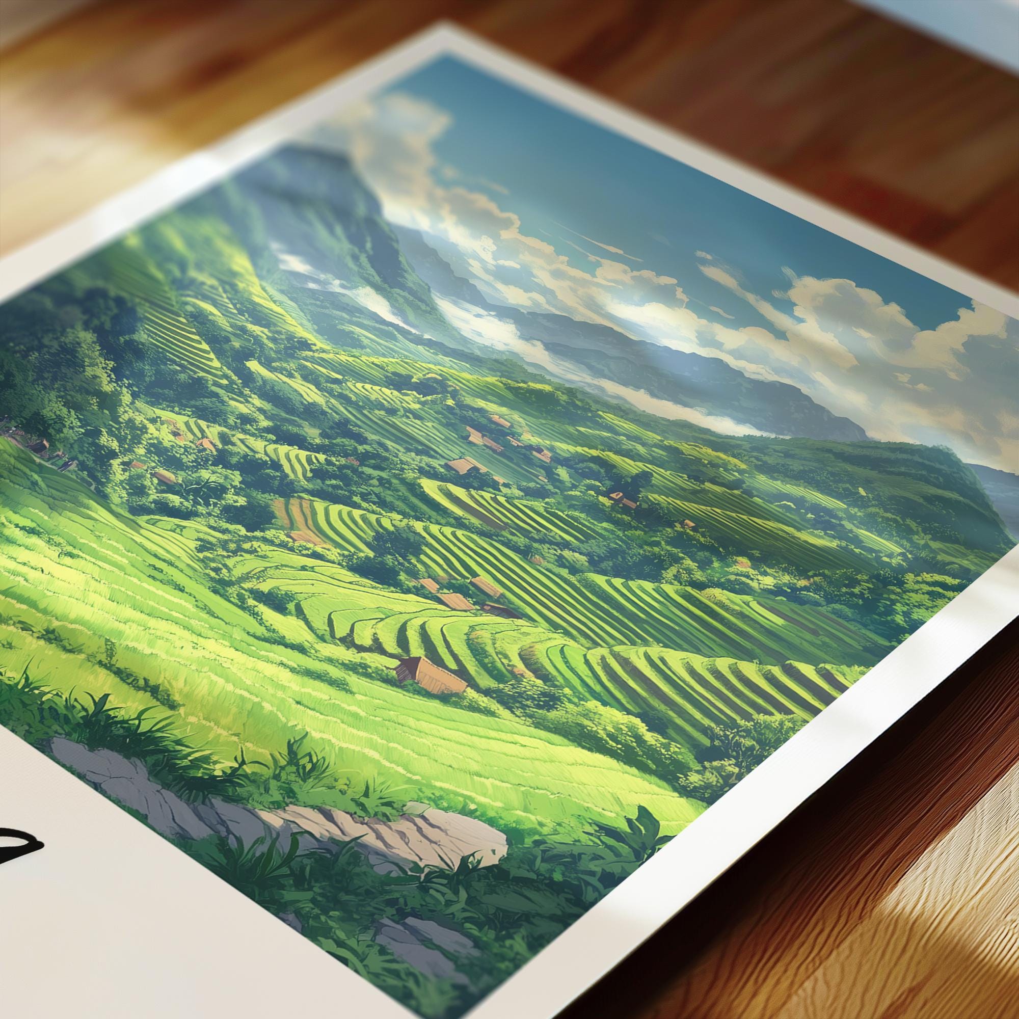 Sapa Vietnam Travel Poster: Rice Terraces Landscape Art (digital ...