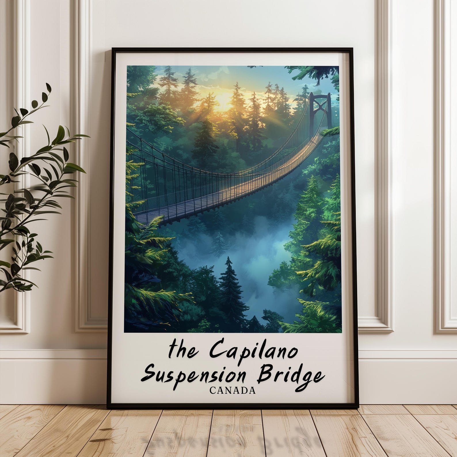 Capilano Suspension Bridge Illustration: Canada Travel Print (digital ...